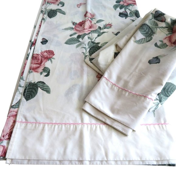 Stevens | Bedding | Vintage Stevens Full Sheet Set Floral Swiss Poka ...
